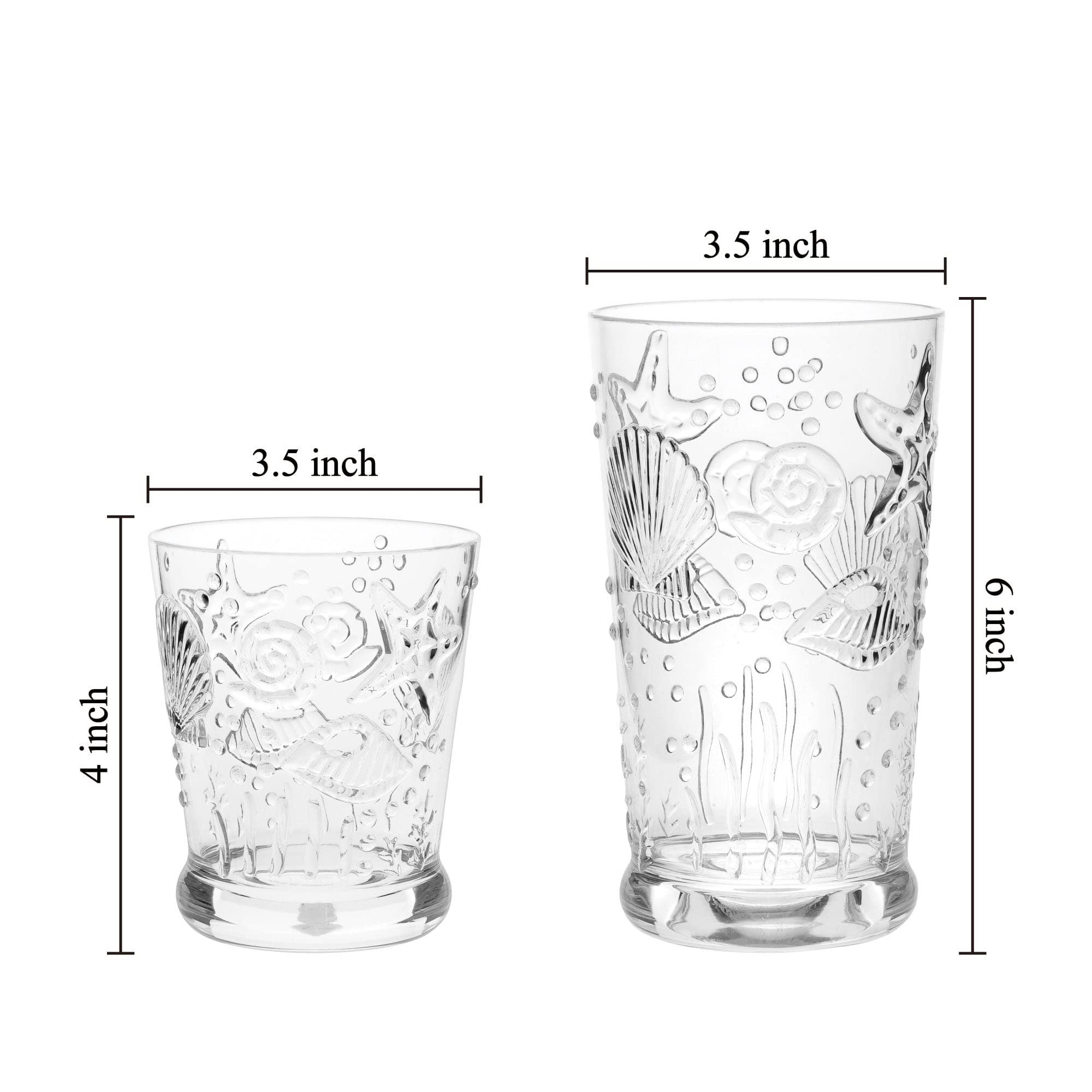 Supreme Housewares 19 oz Water Tumblers Cups, Durable Acrylic Plastic Highball Tumblers, Set of 2, BPA-Free Reusable Stackable Shatter-Proof Plastic Drinkware, HB Tumbler (19 oz, Sealife)