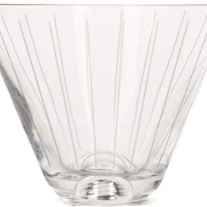 Mikasa 'Cheers' Stemless Martini Glasses/Martini Cocktail Glasses with Decorative Etching, Crystal Glass, Silver Effect, 400 ml, Set of 4