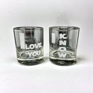 SW Star I Love You I Know Star Rocks Wars Drinking Glass Set of Two Etched Wars Glassware Set - Wedding, Anniversary, Whiskey Glasses Sci-Fi Star Space Wars Valentine's Day Gift Set