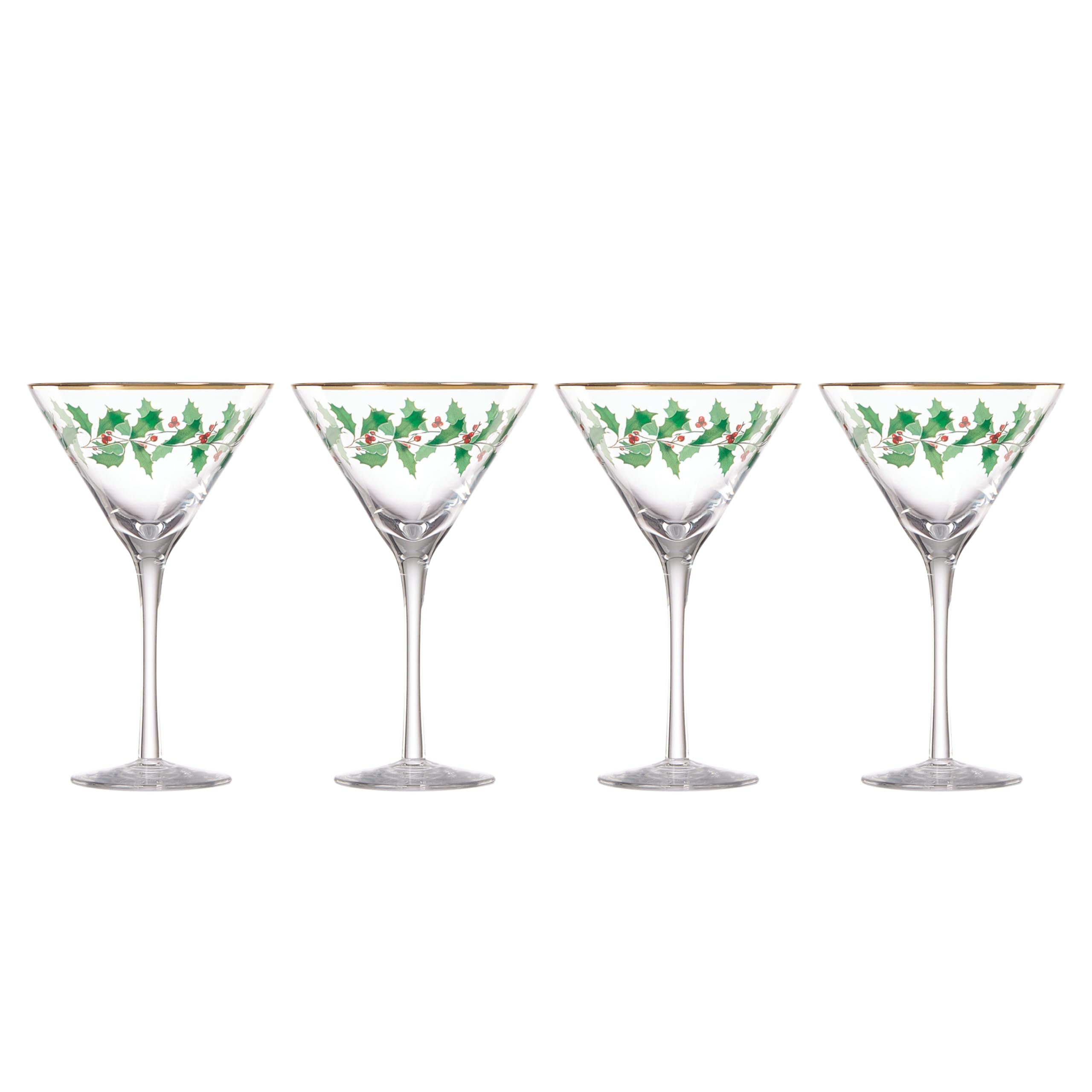 Lenox 893570 Holiday Decal 4-Piece Martini Glass Set