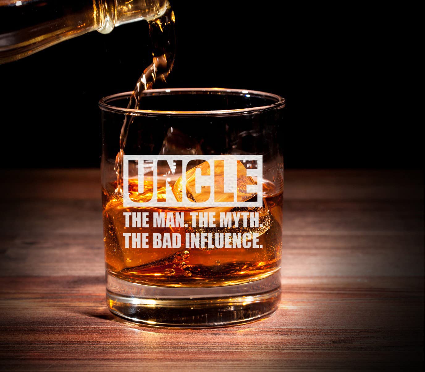 NeeNoNex Uncle The Man The Myth The Bad Influence Whiskey Glass - Sarcastic Gift for Uncles