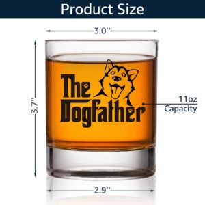 TOUNER Husky Dog Themed Whiskey Glasses, The DogFather Whiskey Glass, Dog Lover Gifts For Him, Dog Dad Gifts For Men, Fathers Day Birthday Gifts from Dog Dad, Unique Gift For Dog Lovers