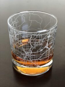 rocks whiskey old fashioned 11oz glass urban city map san antonio texas