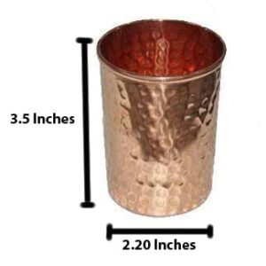 Rastogi Handicrafts pure copper Hammered water storage Tank Brown pot 4 liter capacity with Tumble and Copper Bottle