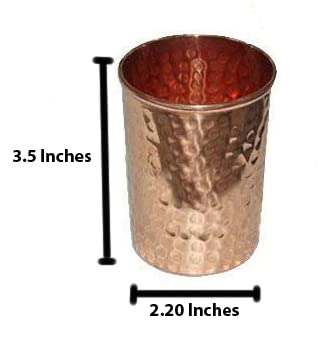 Rastogi Handicrafts pure copper Hammered water storage Tank Brown pot 4 liter capacity with Tumble and Copper Bottle