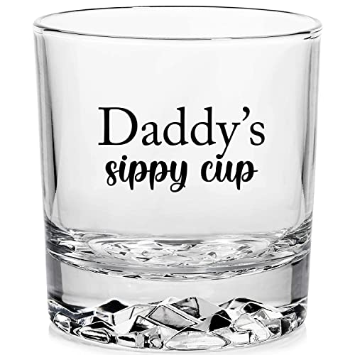 Daddy's Sippy Cup Whiskey Scotch Glass 10oz, Unique Gag Gifts for New Dad, Funny Birthday Retirement Father ‘s Day Christmas Gift for New Dads Father Husband Papa from Daughter Son Kids