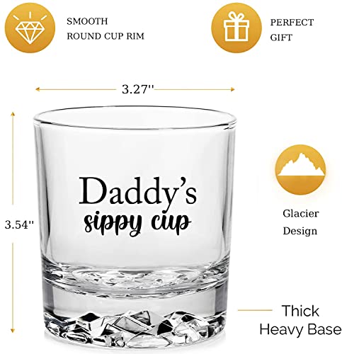 Daddy's Sippy Cup Whiskey Scotch Glass 10oz, Unique Gag Gifts for New Dad, Funny Birthday Retirement Father ‘s Day Christmas Gift for New Dads Father Husband Papa from Daughter Son Kids