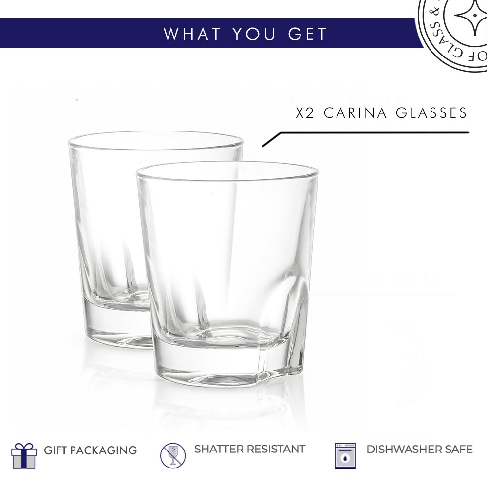 JoyJolt Carina Crystal Whiskey Glasses, Old Fashioned Whiskey Glass 8.4 Ounce, Ultra Clear Crystal Scotch Glass for Bourbon and Liquor Set Of 2 crystal Glassware