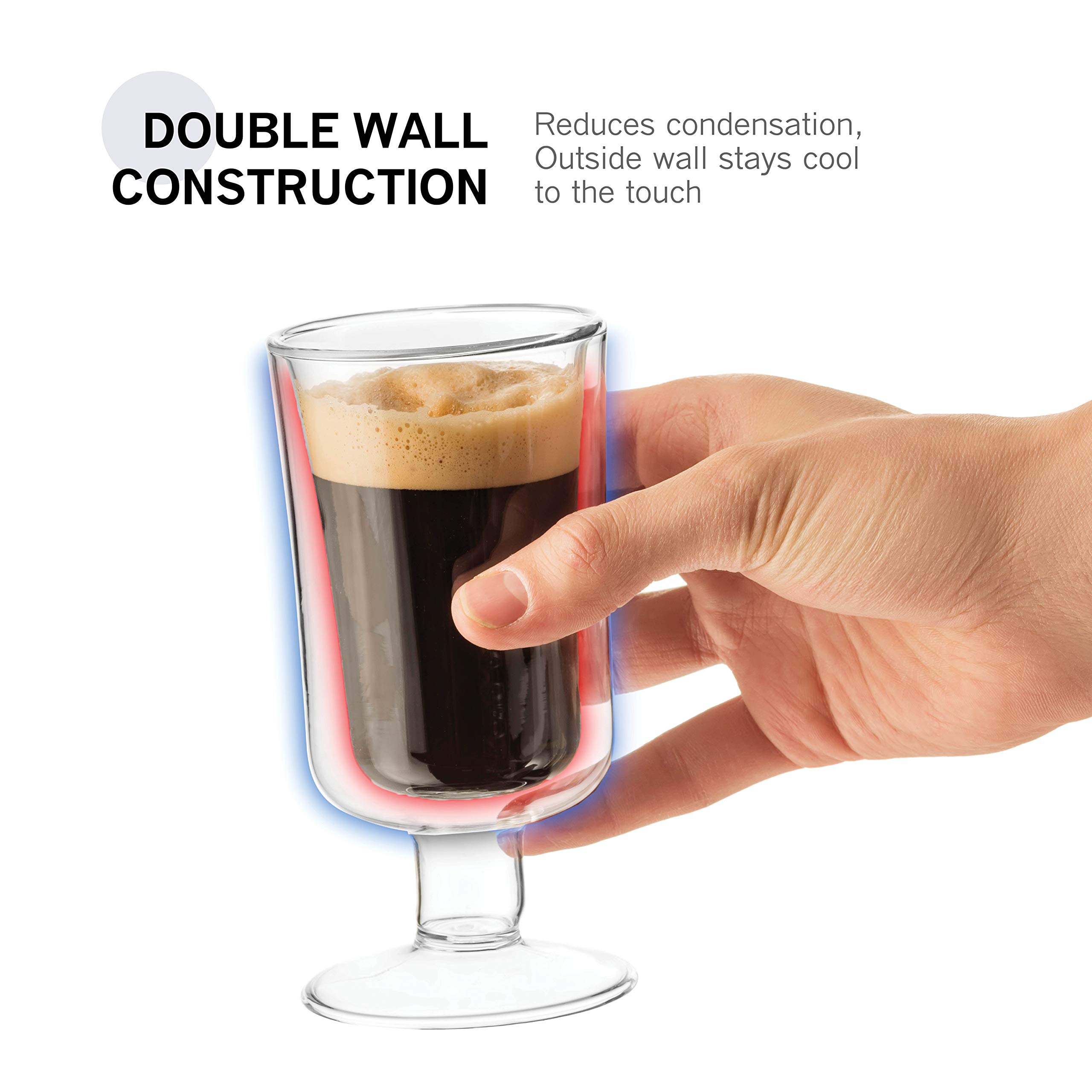 Luigi Bormioli Double Walled Irish Coffee Mugs - 8½ Oz (2 Pack) Insulated Tea Glasses, Drinking Glasses, for Latte, Espresso, Cappuccino, Desert Dish, Thermal Shock Resistant, for Hot - Cold Beverages