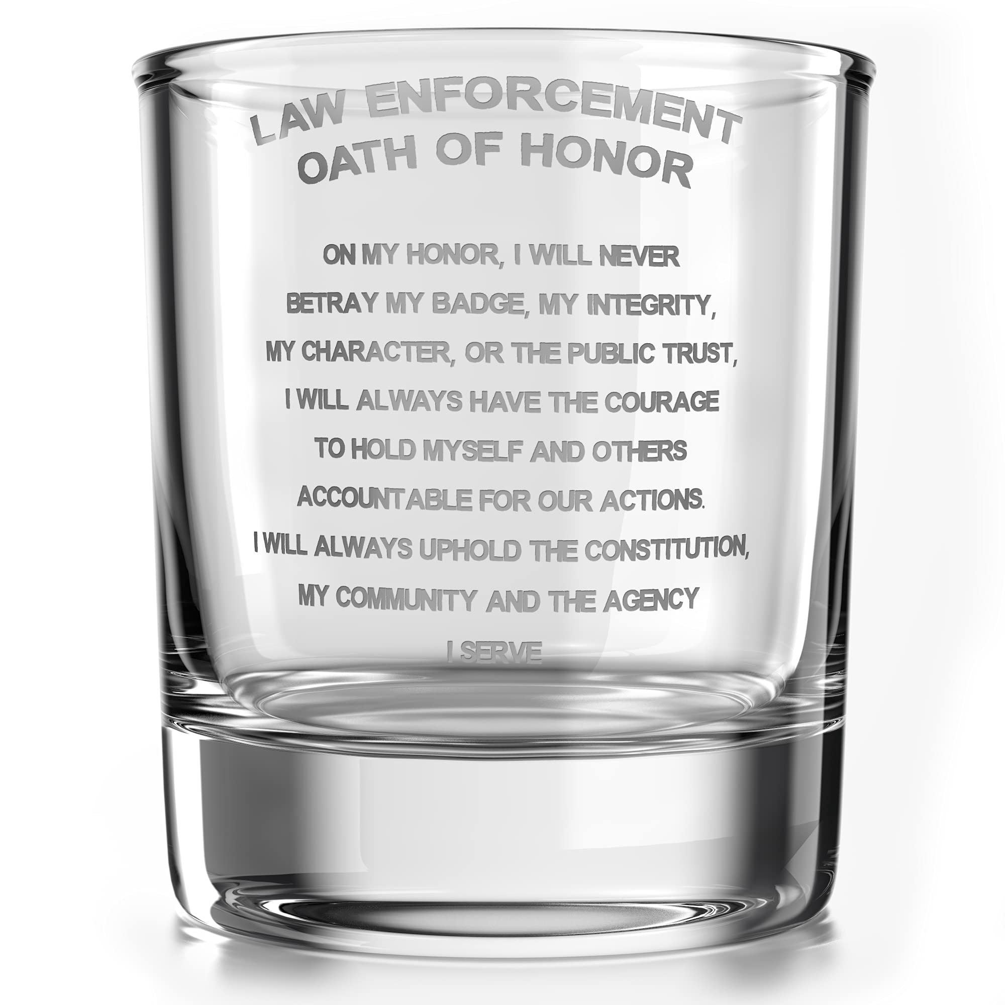 Police Officer Oath of Honor - Old Fashioned Whiskey Rocks Bourbon Glass - 10 oz capacity