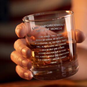 Police Officer Oath of Honor - Old Fashioned Whiskey Rocks Bourbon Glass - 10 oz capacity