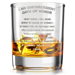 Police Officer Oath of Honor - Old Fashioned Whiskey Rocks Bourbon Glass - 10 oz capacity