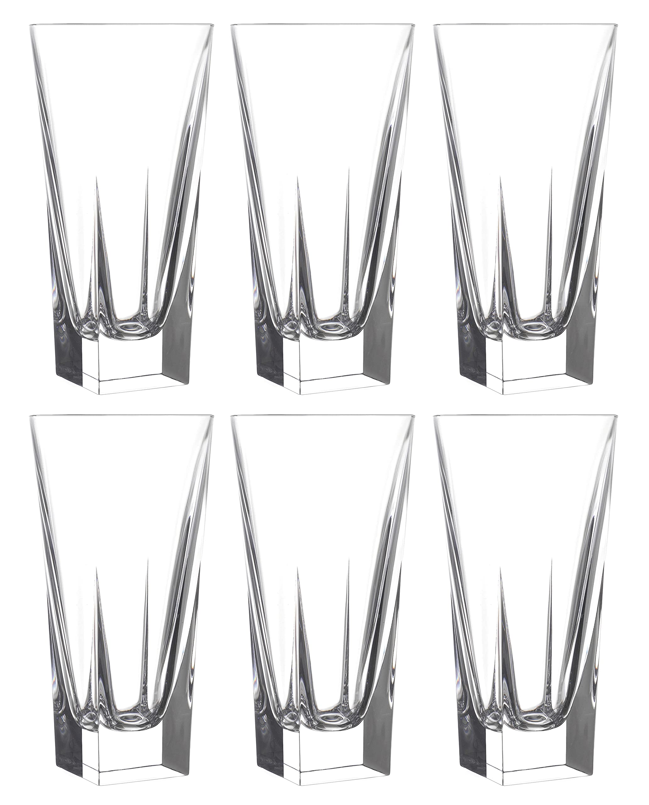 Barski Highball - Glass - Set of 6 - Hiball Glasses - Crystal Glass - Beautifully Designed - Drinking Tumblers - for Water, Juice, Wine, Beer and Cocktails - 12.75 oz Made in Europe