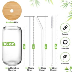 16oz clear sublimation glass cups(includes bamboo lids)