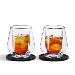 ONE TO LAST Whiskey Glasses Set of 2 - Hand Blown Double Walled Glass, Thick Rocks Glasses with Premium Gift Box - Perfect for Scotch, Bourbon and Old Fashioned Cocktails. (6.7oz(200ml))