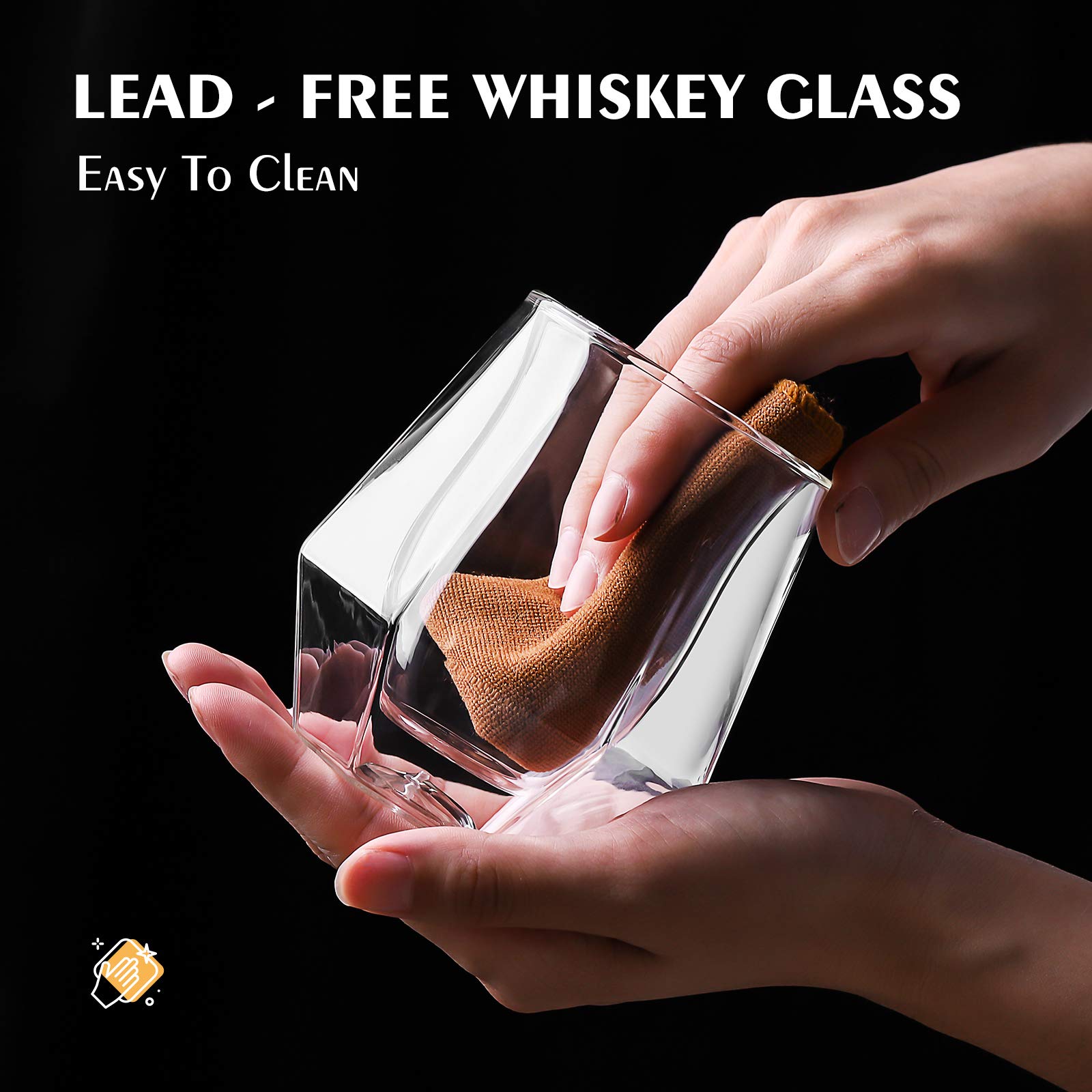 ONE TO LAST Whiskey Glasses Set of 2 - Hand Blown Double Walled Glass, Thick Rocks Glasses with Premium Gift Box - Perfect for Scotch, Bourbon and Old Fashioned Cocktails. (6.7oz(200ml))