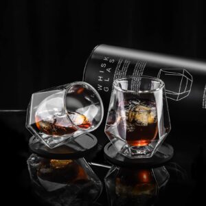 ONE TO LAST Whiskey Glasses Set of 2 - Hand Blown Double Walled Glass, Thick Rocks Glasses with Premium Gift Box - Perfect for Scotch, Bourbon and Old Fashioned Cocktails. (6.7oz(200ml))