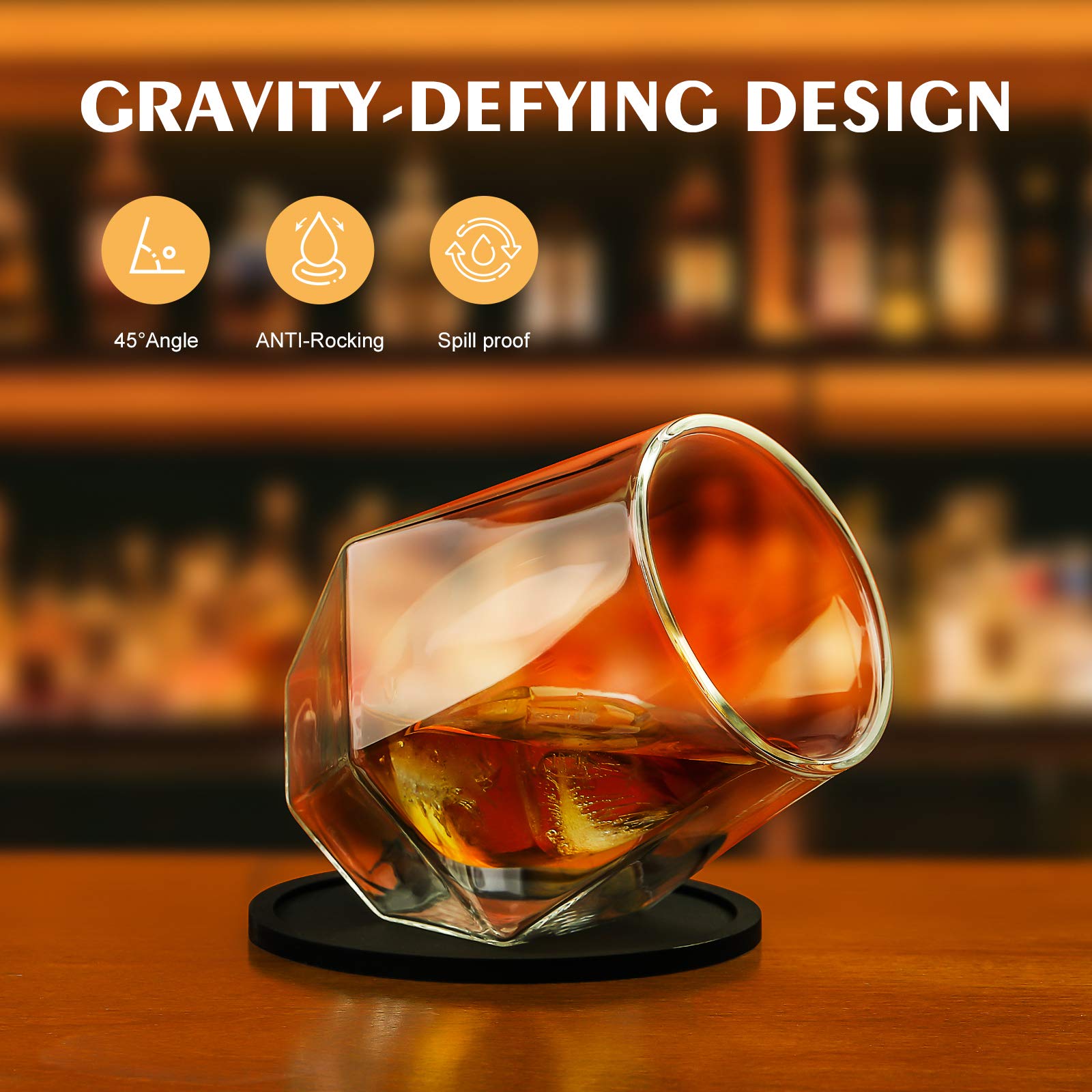 ONE TO LAST Whiskey Glasses Set of 2 - Hand Blown Double Walled Glass, Thick Rocks Glasses with Premium Gift Box - Perfect for Scotch, Bourbon and Old Fashioned Cocktails. (6.7oz(200ml))