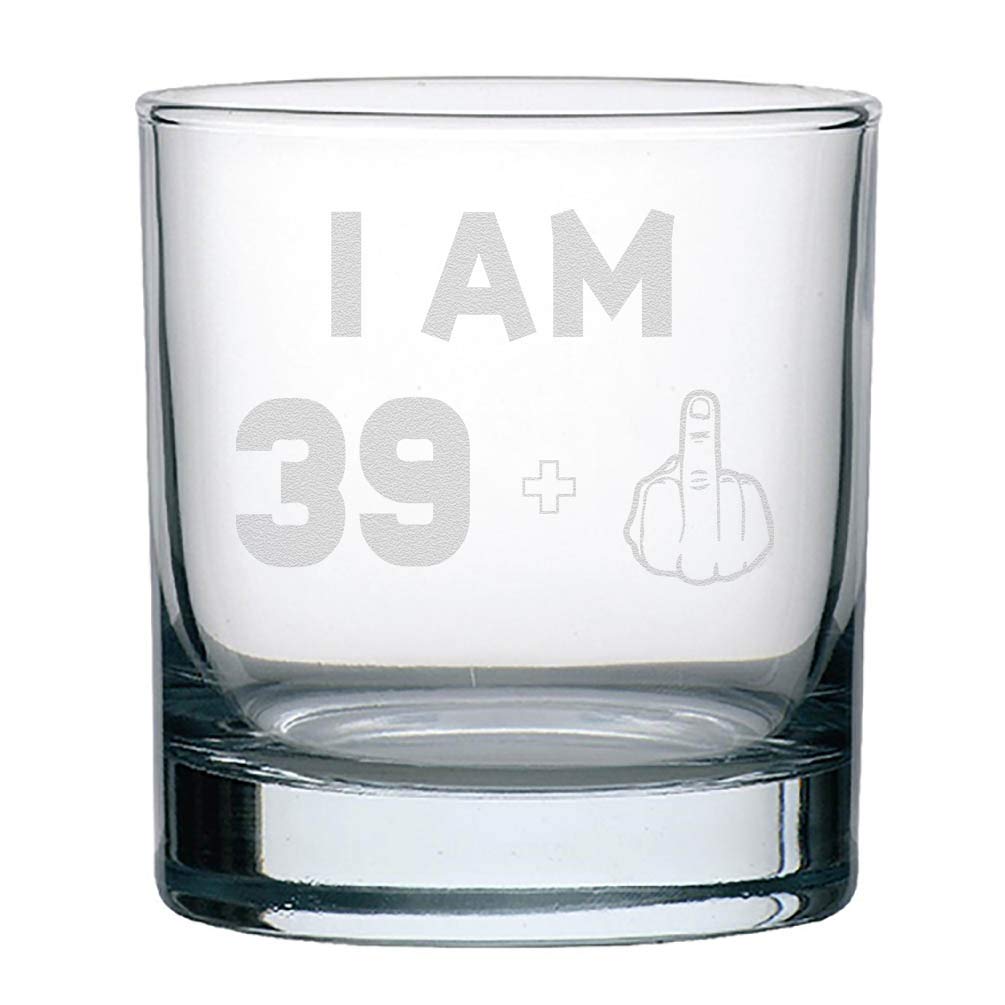 Veracco I am 39+1 Middle Finger Whiskey Glass FunnyGift For Someone Who Loves Drinking Bachelor Party Favors (Clear, Glass)