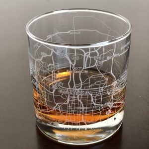 Rocks Whiskey Old Fashioned 11oz Glass Urban City Map Kansas City Missouri