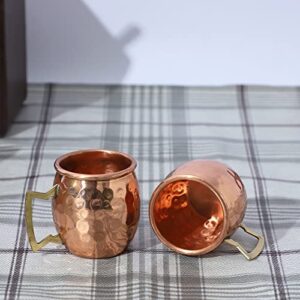 Buddha4all 2 Oz. Solid Copper Mini Moscow Mule Shot Mug Set Authentic 100% Solid Copper Hammered Moscow Mule Mug 2-Oz Shot Glass - Set