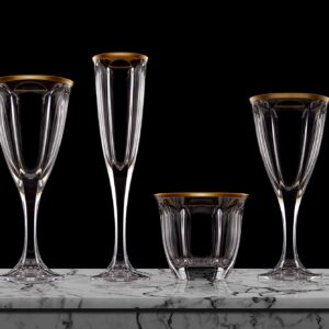 JoyJolt Windsor Gold Rim Highball Glasses Set of 2 Crystal Bar Glasses, 8.7oz Drink Glasses. Highball Glass Set made in Europe. Cocktail Glasses, Tall Glass Tumbler Cup, Water Drinking Glasses…