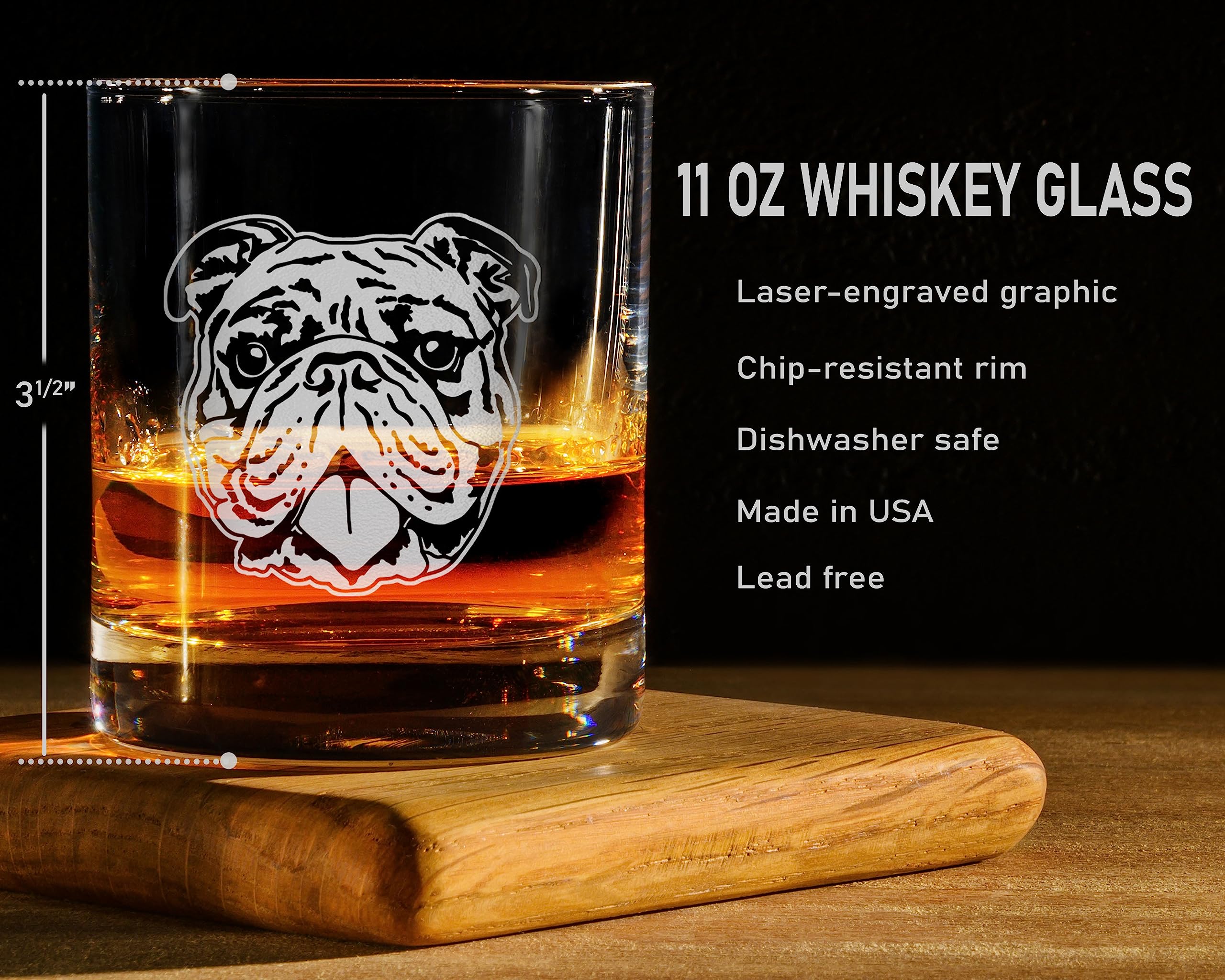 Promotion & Beyond Bulldog Face Cute Whiskey Glass - Funny Gift for Dad Uncle Grandpa From Daughter Son Wife - Father's Day