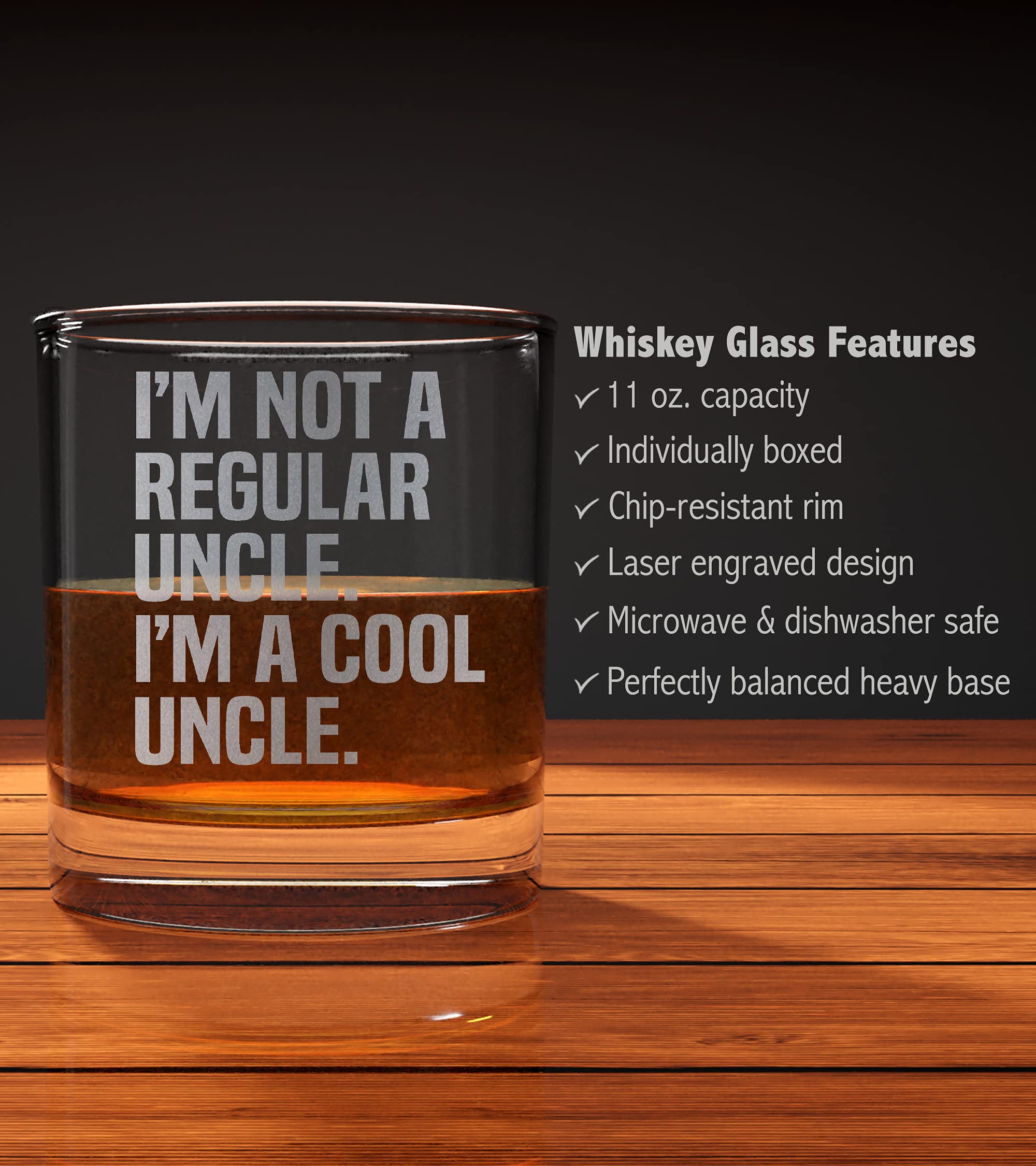 Promotion & Beyond I'M NOT A REGULAR UNCLE I'M A COOL UNCLE Whiskey Glass - Funny Gift for Dad Uncle Grandpa From Daughter Son Wife - Father's Day