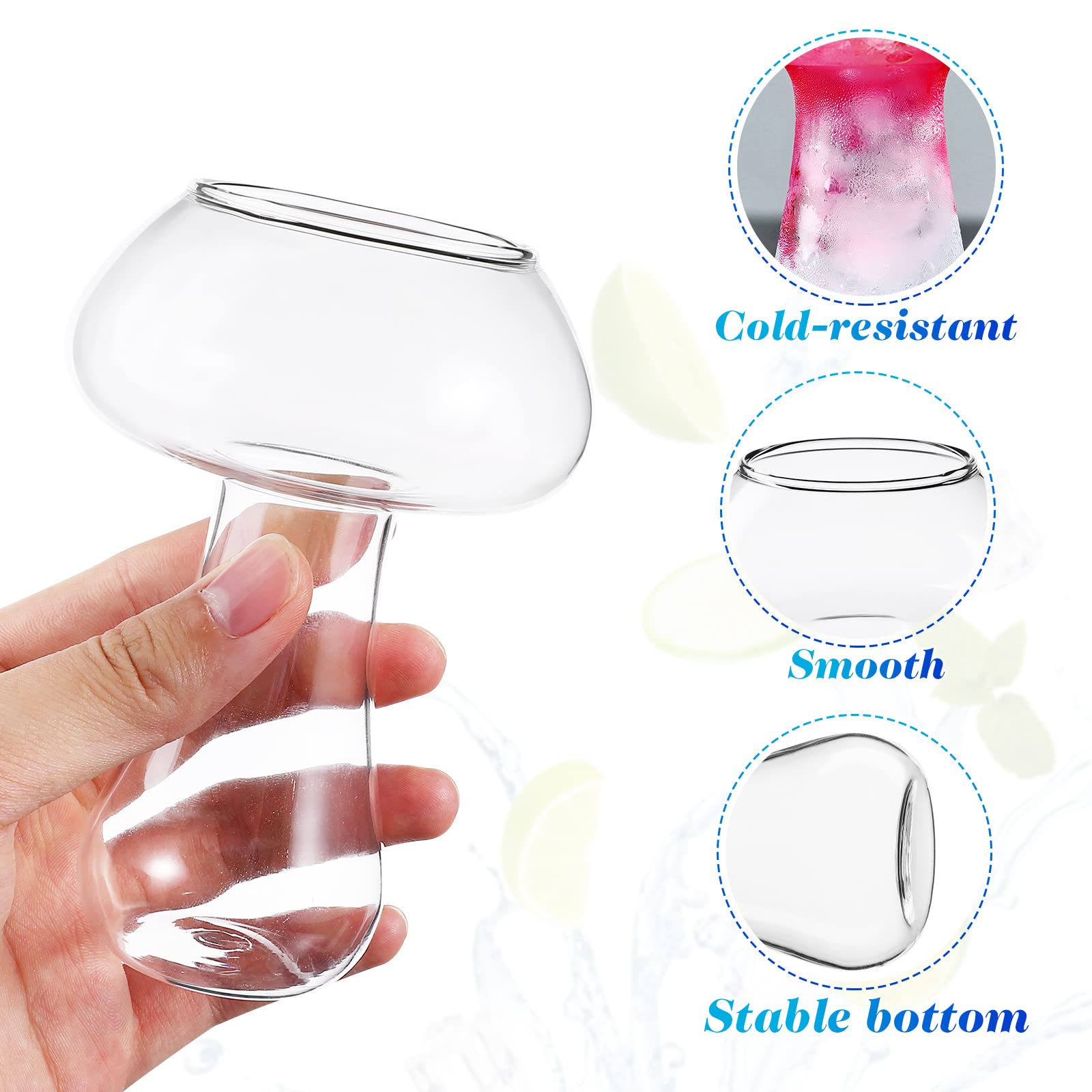 DOITOOL 2pcs Mushroom Cocktail Glass Creative Martini Glasses Novelty Drink Cup Wine Goblets Champagne Cups for Home Bar Party