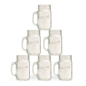 Protocol Mason Jar Glasses with Handles | Set of 6 | 16 Oz | Dishwasher Safe Drinking Glasses | Perfect for wedding showers, backyard BBQs | Great stocking stuffer, party favor or gift…