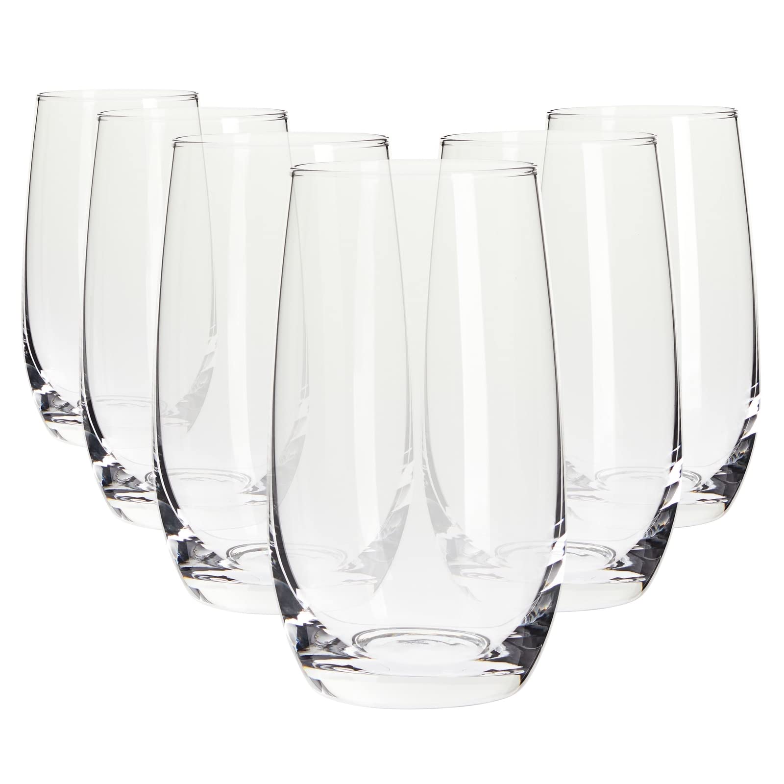 12oz Clear Highball Glasses Set of 6 for Beer, Juice, Mixed Drinks, Cocktails (2 x 5 In)