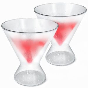 GALVANOX Freezable Cocktail Glasses (7oz) Stemless Martini Glass with Frozen Ice Walls, Freeze Party Cups - Great Gift for Christmas, Birthday, Wedding Occasions (2 Count)