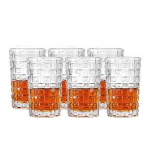 nilor clear water glasses drinking glasses 12 ounce, whiskey glasses set of 6 wine glasses highball, good for party wedding