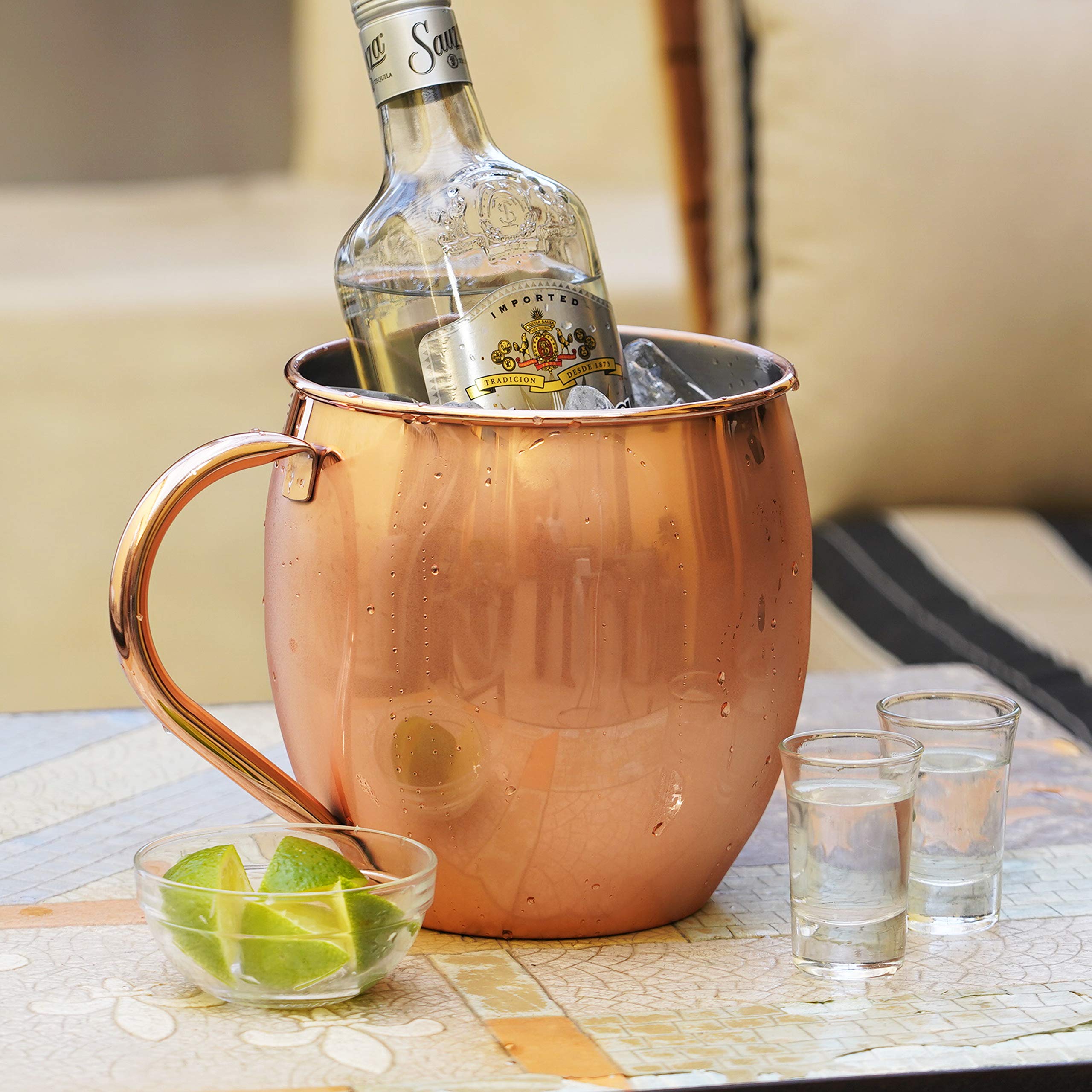 Oggi Jumbo Stainless Steel Moscow Mule Mug- 102oz Copper Plated Moscow Mule Cup, Cocktail Cart & Home Bar Accessories, Moscow Mule Mugs Make Great Gifts