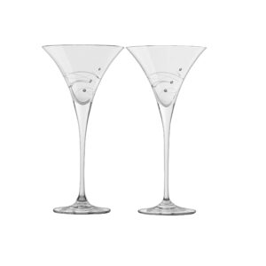 Barski - Handmade Glass - Sparkle - Martini Glass - Decorated with Real Swarovski Diamonds - Gift Boxed - 8.25 oz. - Made in Europe - Set of 2