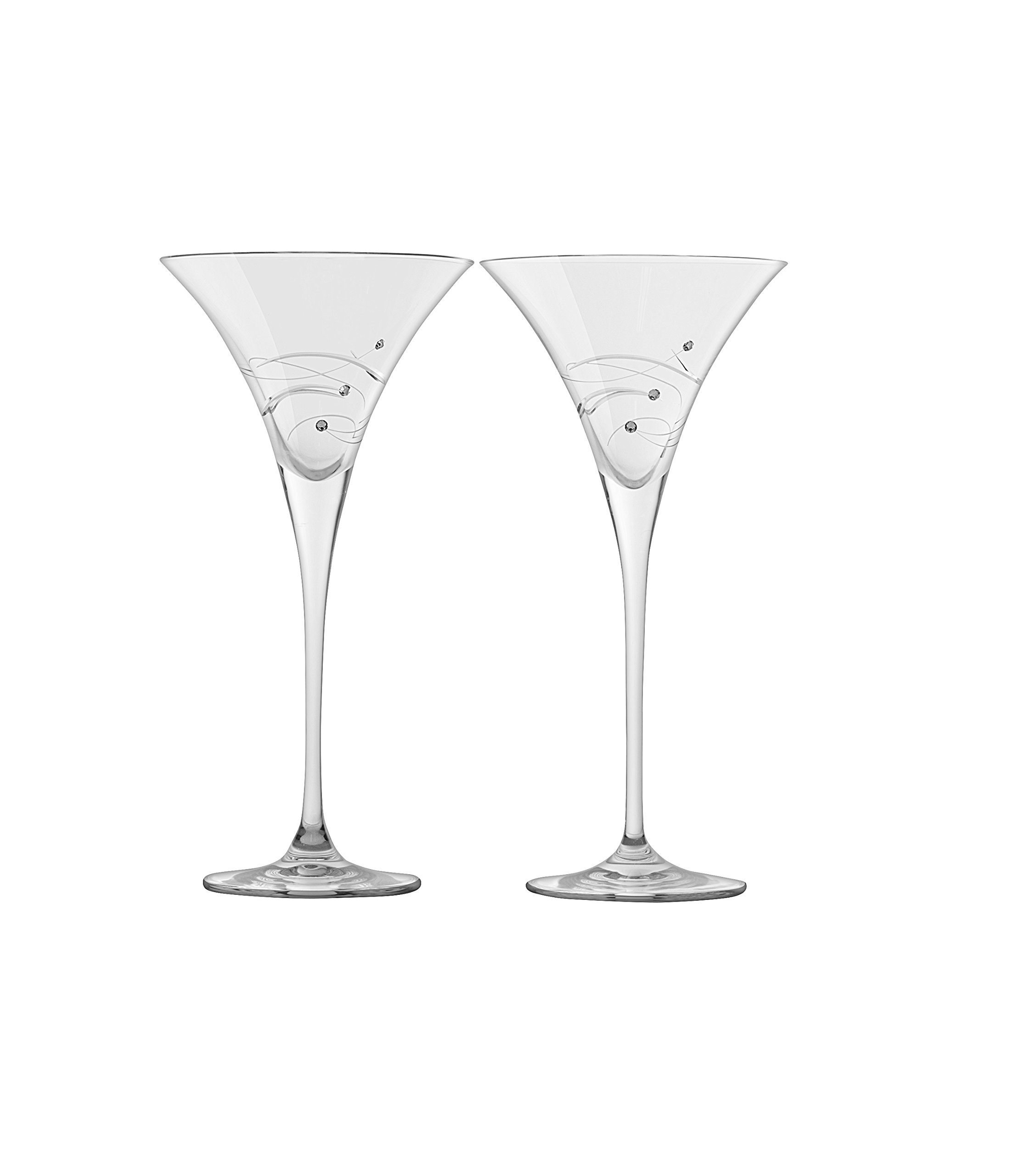 Barski - Handmade Glass - Sparkle - Martini Glass - Decorated with Real Swarovski Diamonds - Gift Boxed - 8.25 oz. - Made in Europe - Set of 2