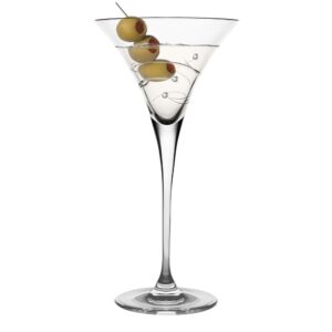 Barski - Handmade Glass - Sparkle - Martini Glass - Decorated with Real Swarovski Diamonds - Gift Boxed - 8.25 oz. - Made in Europe - Set of 2