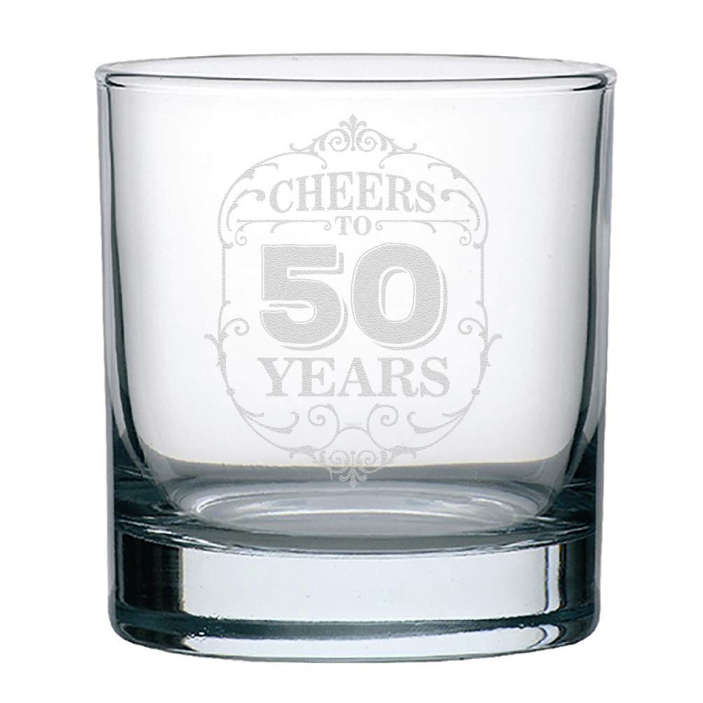 Veracco Cheers To 50 Years Whiskey Glass Funny Gift For Someone Who Loves Drinking Bachelor 50th Birthday Party Favors (Clear, Glass)