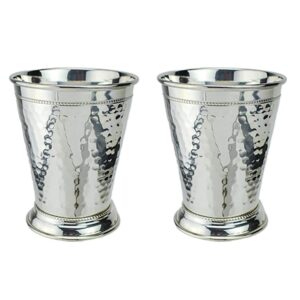 prince of scots hammered copper mint julep cup w/pure silver plate (set of 2)