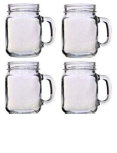 16 oz.glass mason jar mugs with handles set of 4,