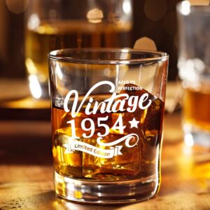 Old Fashioned Glasses-1954-Vintage 1954 Old Time Information 10.25oz Whiskey Rocks Glass -70th Birthday Aged to Perfection - 70 Years Old Gifts Bourbon Scotch Lowball Old Fashioned-1PACK