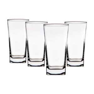 home essentials red series 16 oz. square highball glasses cups, set of 8