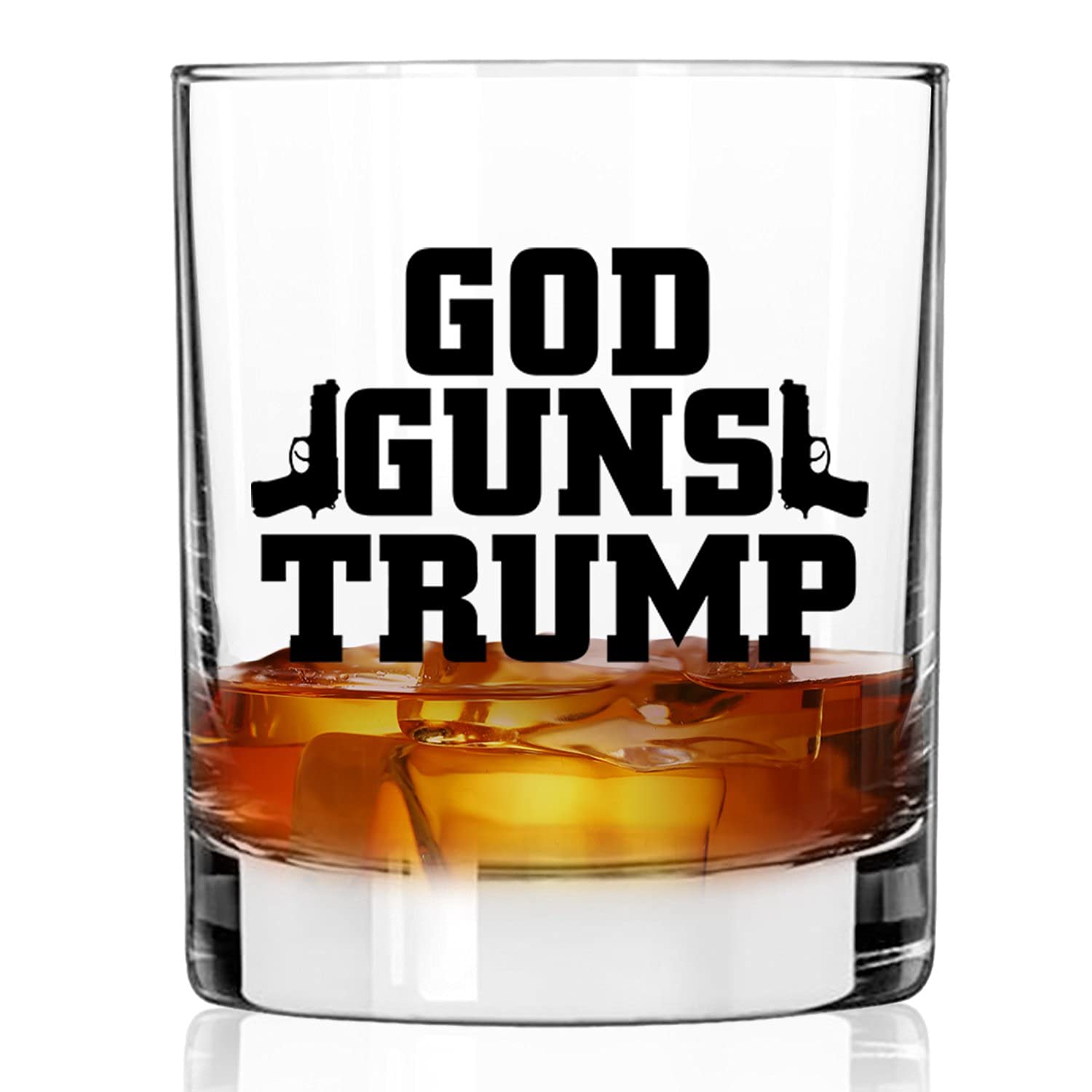 Patriots Cave God 2A Trump Glass | 11 oz Bourbon Whiskey Rock Glass | Old Fashioned Whiskey Tasting Glasses For Men | Retirement Gifts For Men | Made In USA