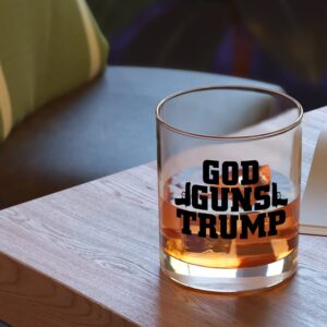 Patriots Cave God 2A Trump Glass | 11 oz Bourbon Whiskey Rock Glass | Old Fashioned Whiskey Tasting Glasses For Men | Retirement Gifts For Men | Made In USA