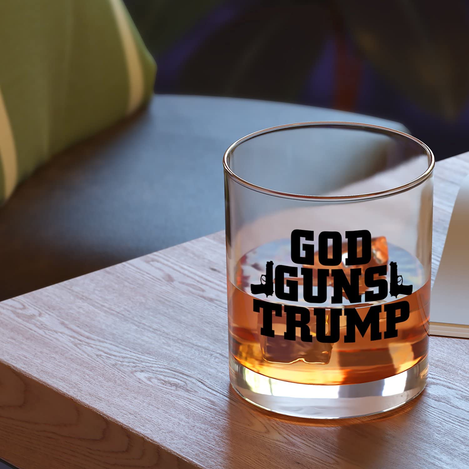 Patriots Cave God 2A Trump Glass | 11 oz Bourbon Whiskey Rock Glass | Old Fashioned Whiskey Tasting Glasses For Men | Retirement Gifts For Men | Made In USA