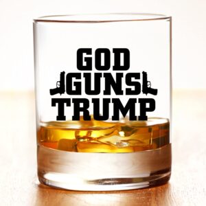 Patriots Cave God 2A Trump Glass | 11 oz Bourbon Whiskey Rock Glass | Old Fashioned Whiskey Tasting Glasses For Men | Retirement Gifts For Men | Made In USA