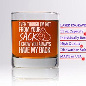 CARVELITA I Know You Always Have My Back Whiskey Glass - 11oz Old Fashion Bourbon Rocks Glass - Bonus Dad Gifts - Step Dad Gifts - Birthday Gifts For Stepdad - Stepdad Gifts - Sarcastic Gifts