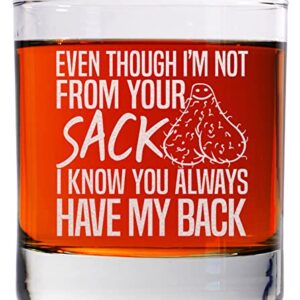 CARVELITA I Know You Always Have My Back Whiskey Glass - 11oz Old Fashion Bourbon Rocks Glass - Bonus Dad Gifts - Step Dad Gifts - Birthday Gifts For Stepdad - Stepdad Gifts - Sarcastic Gifts