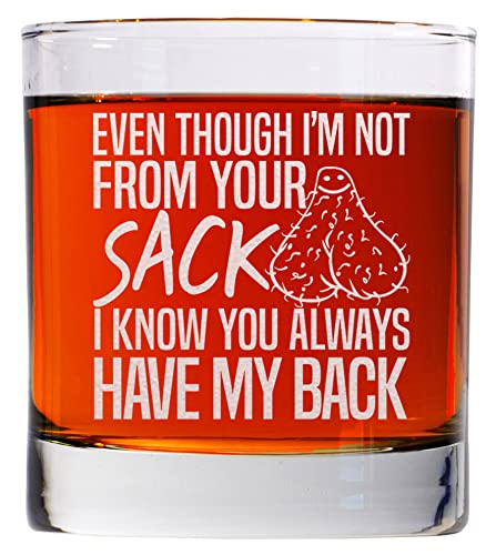 CARVELITA I Know You Always Have My Back Whiskey Glass - 11oz Old Fashion Bourbon Rocks Glass - Bonus Dad Gifts - Step Dad Gifts - Birthday Gifts For Stepdad - Stepdad Gifts - Sarcastic Gifts