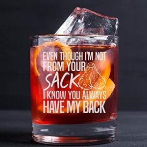 CARVELITA I Know You Always Have My Back Whiskey Glass - 11oz Old Fashion Bourbon Rocks Glass - Bonus Dad Gifts - Step Dad Gifts - Birthday Gifts For Stepdad - Stepdad Gifts - Sarcastic Gifts